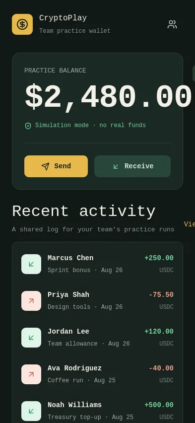 CryptoPlay Wallet Simulator