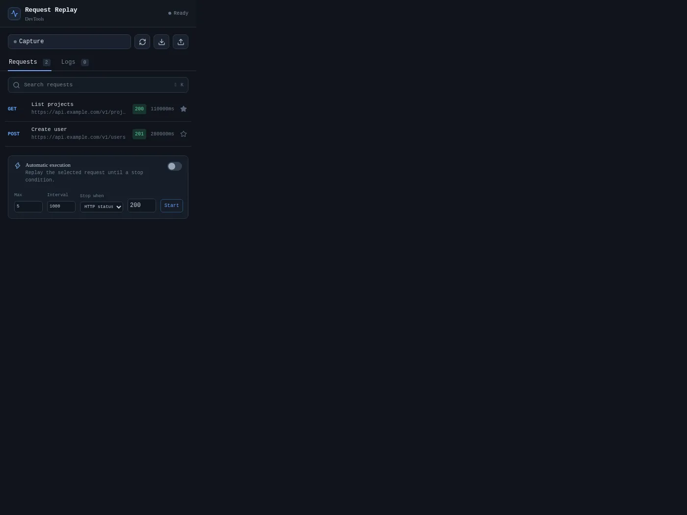 Request Replay DevTools