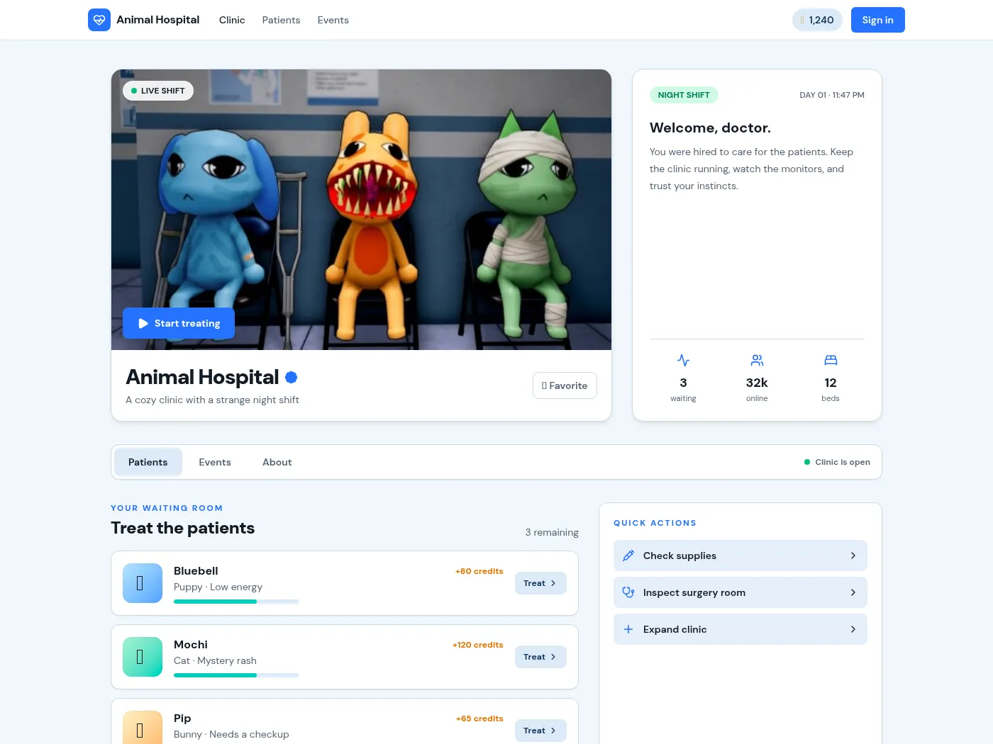 Animal Hospital Web Sim