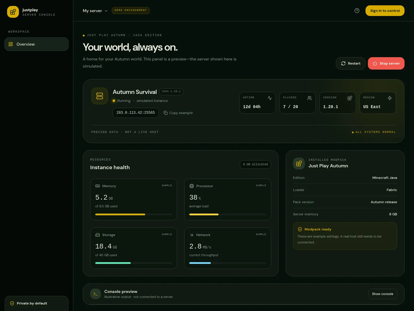 JustPlay Server Manager