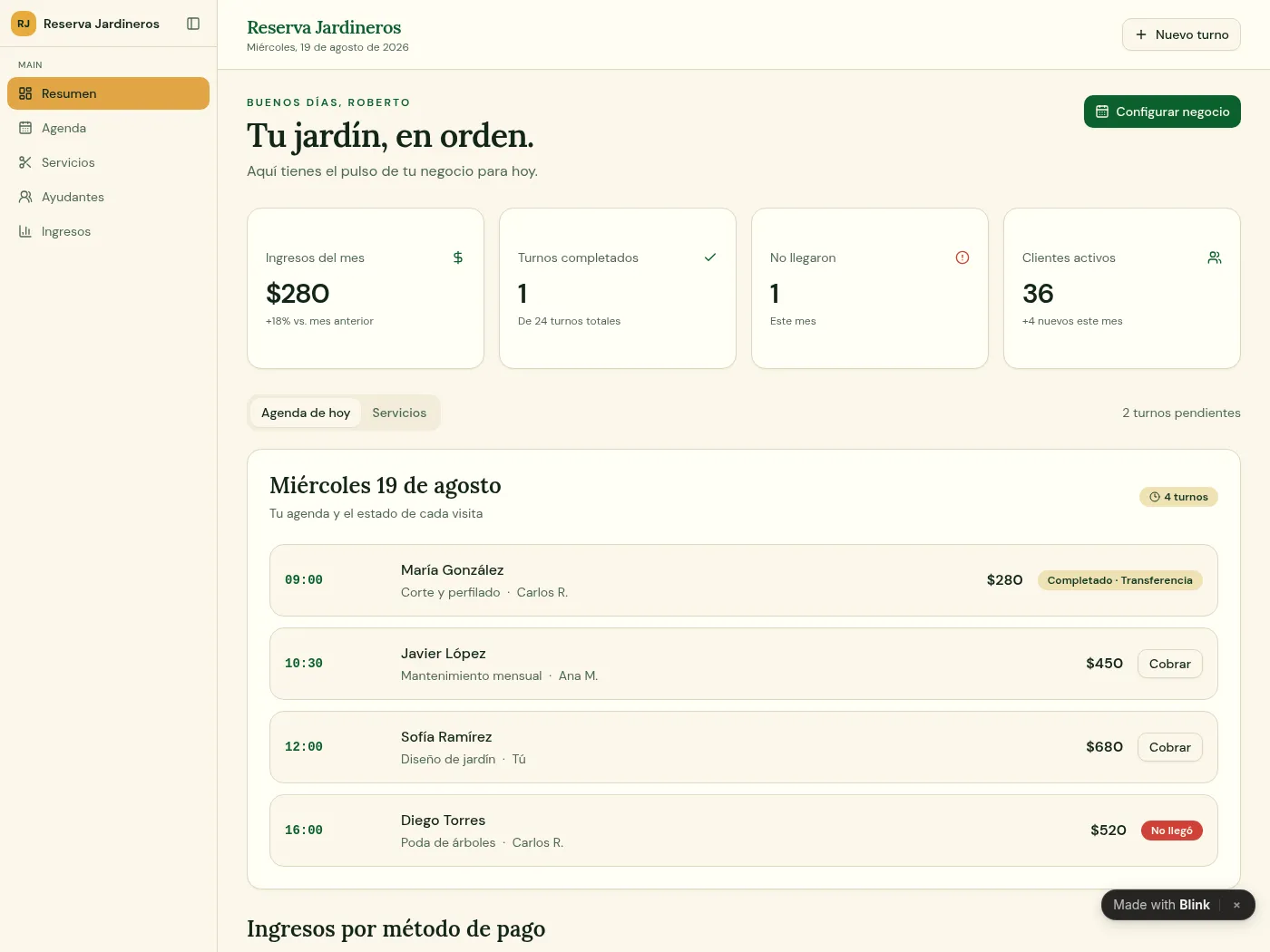 Reserva Jardineros Fácil