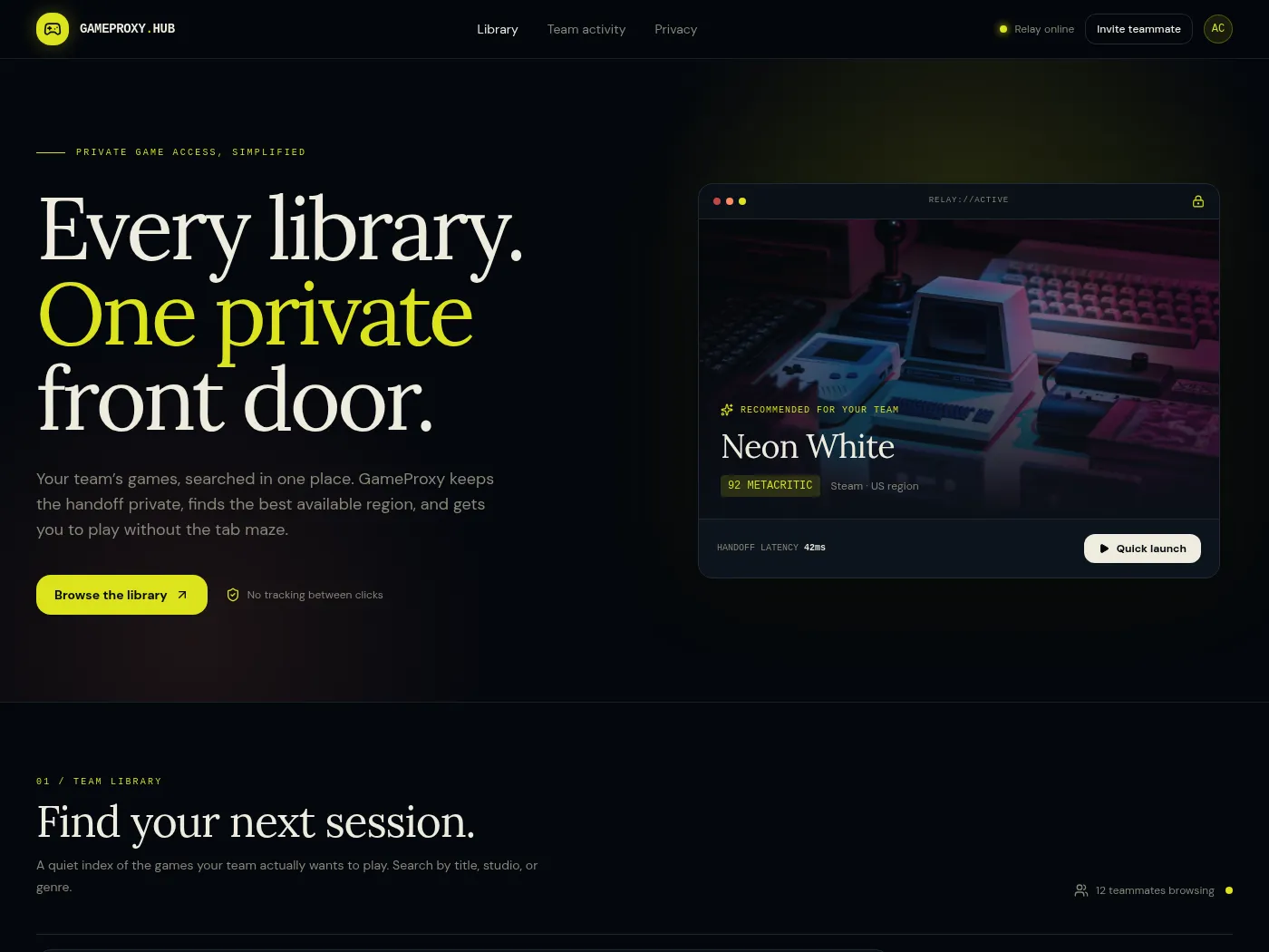 GameProxy Hub
