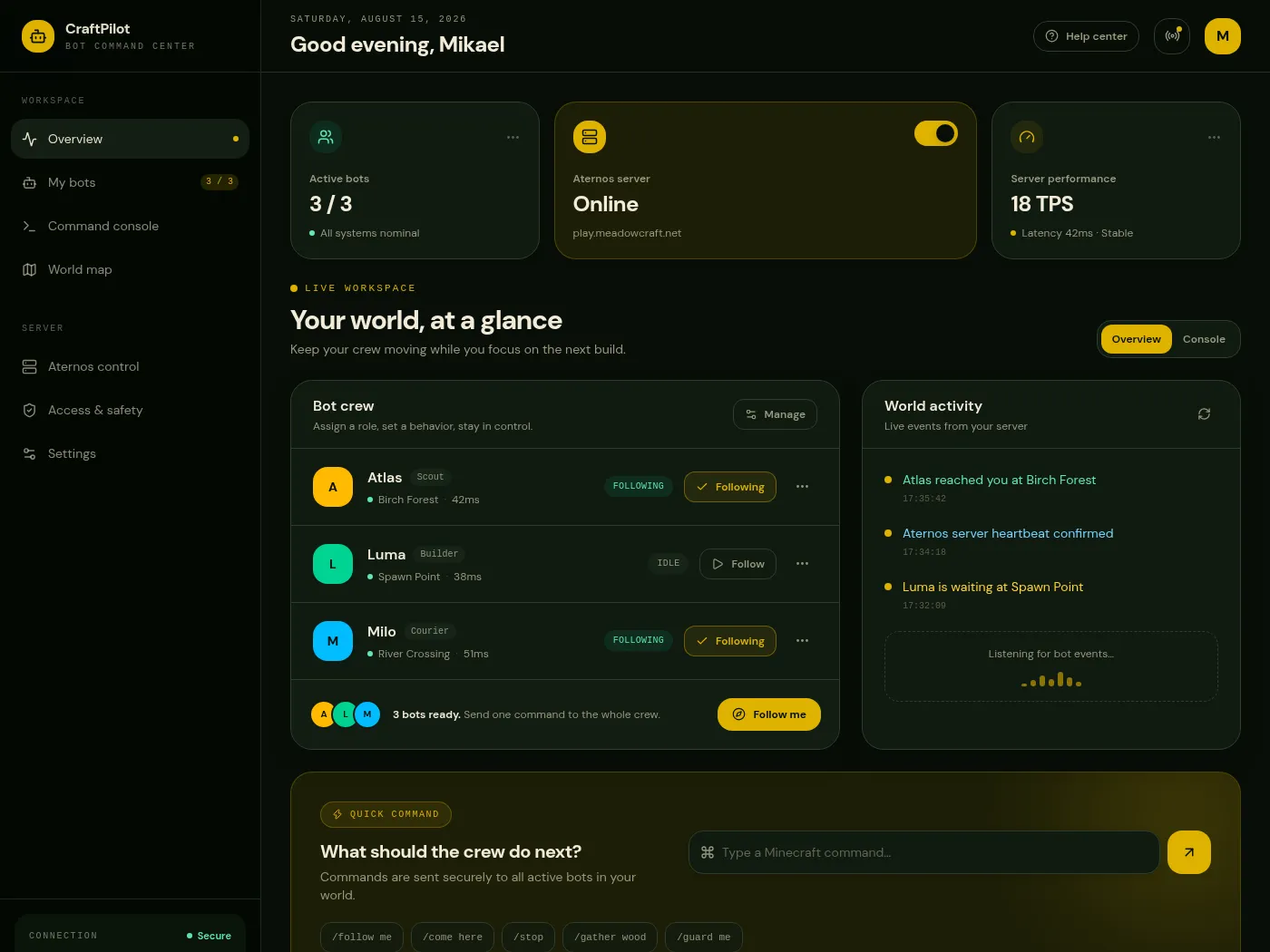 Minecraft Bot Server Manager