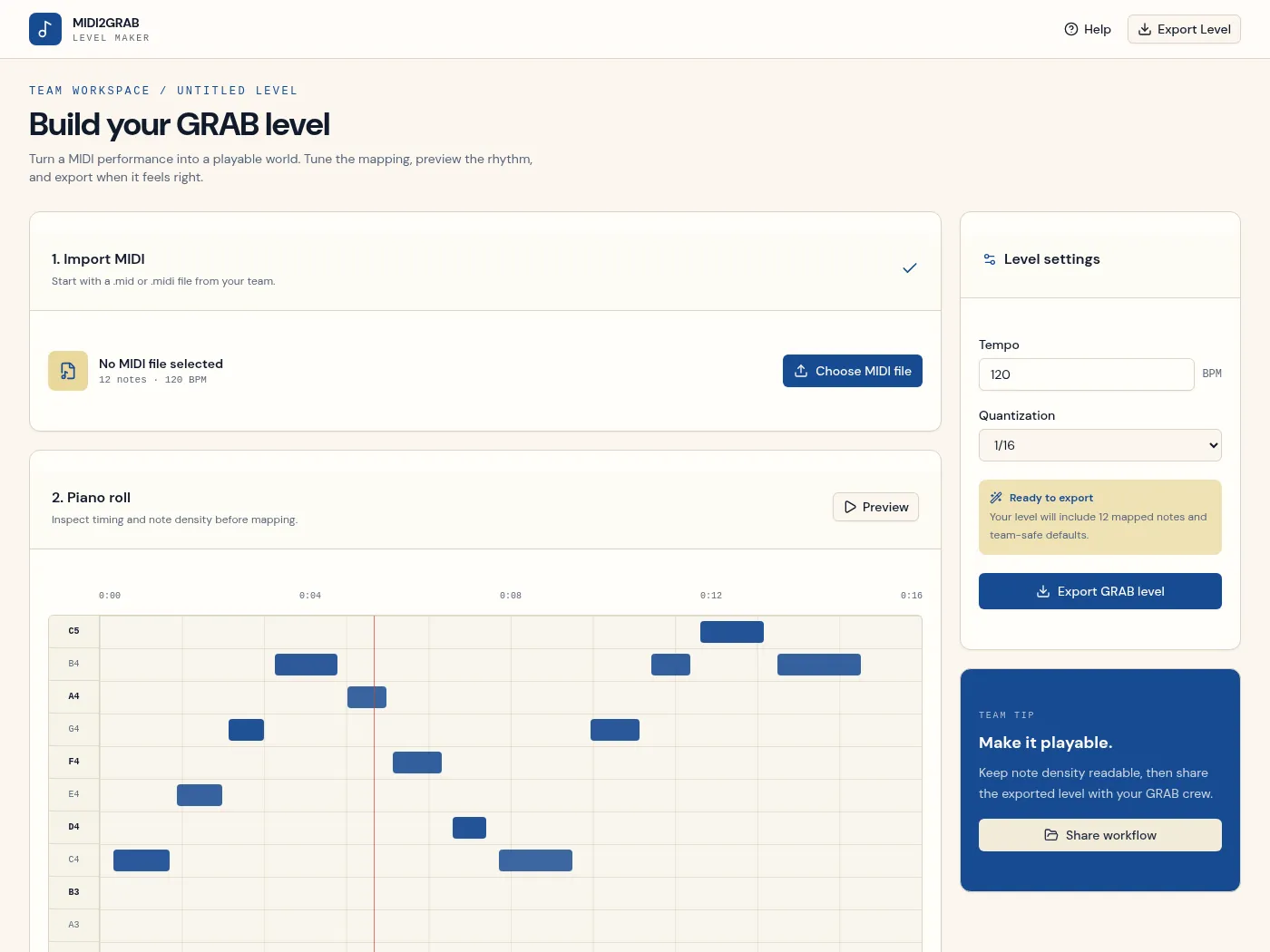 MIDI2GRAB Level Maker