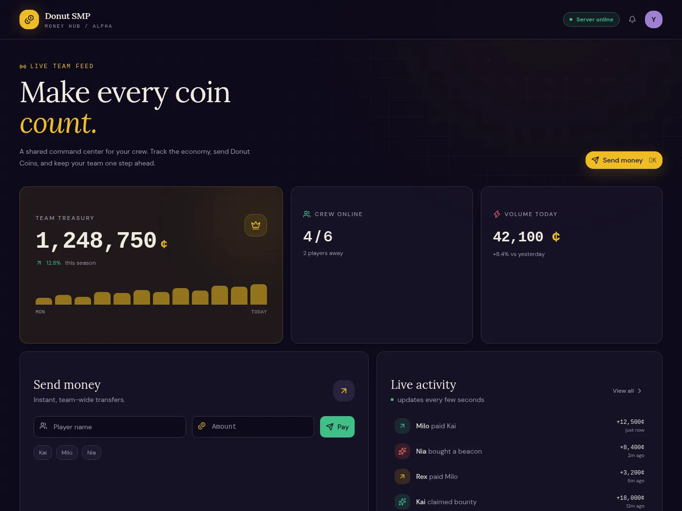 Donut SMP Money Hub