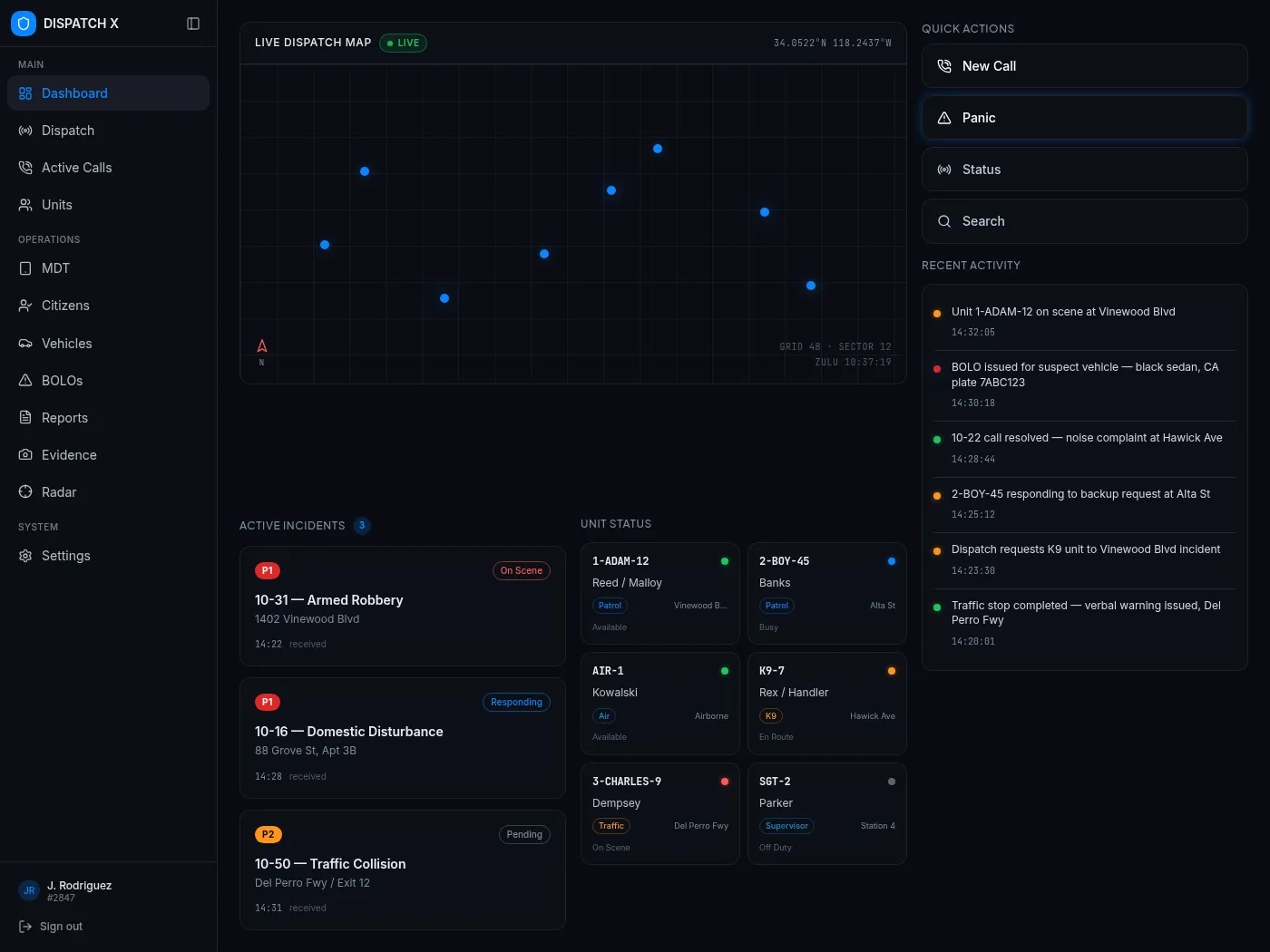 DispatchX Police UI