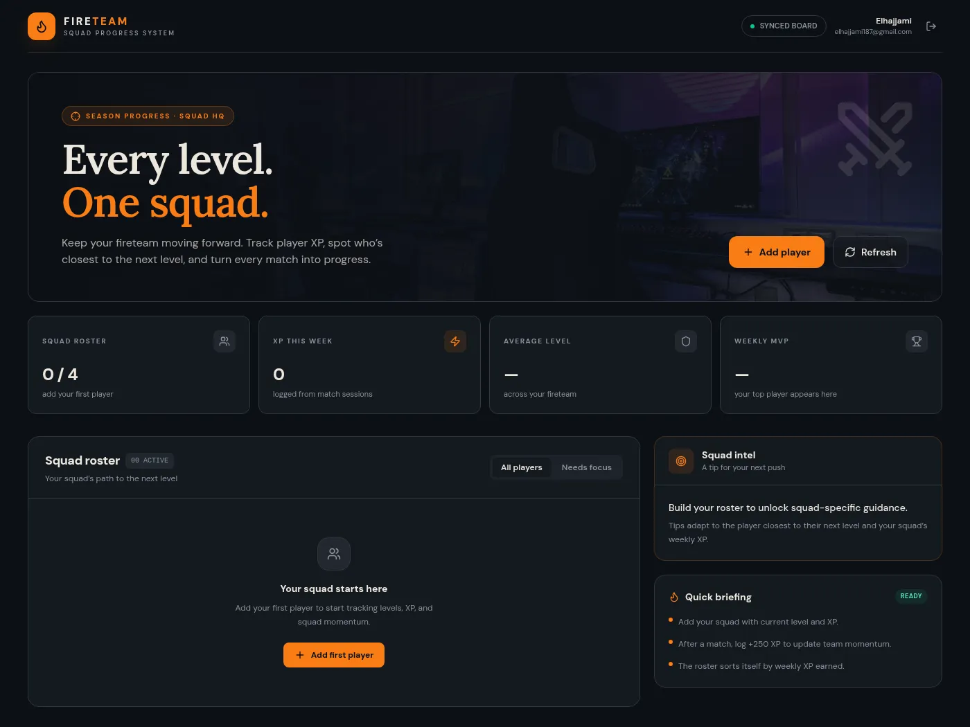 FireTeam Progress Tracker