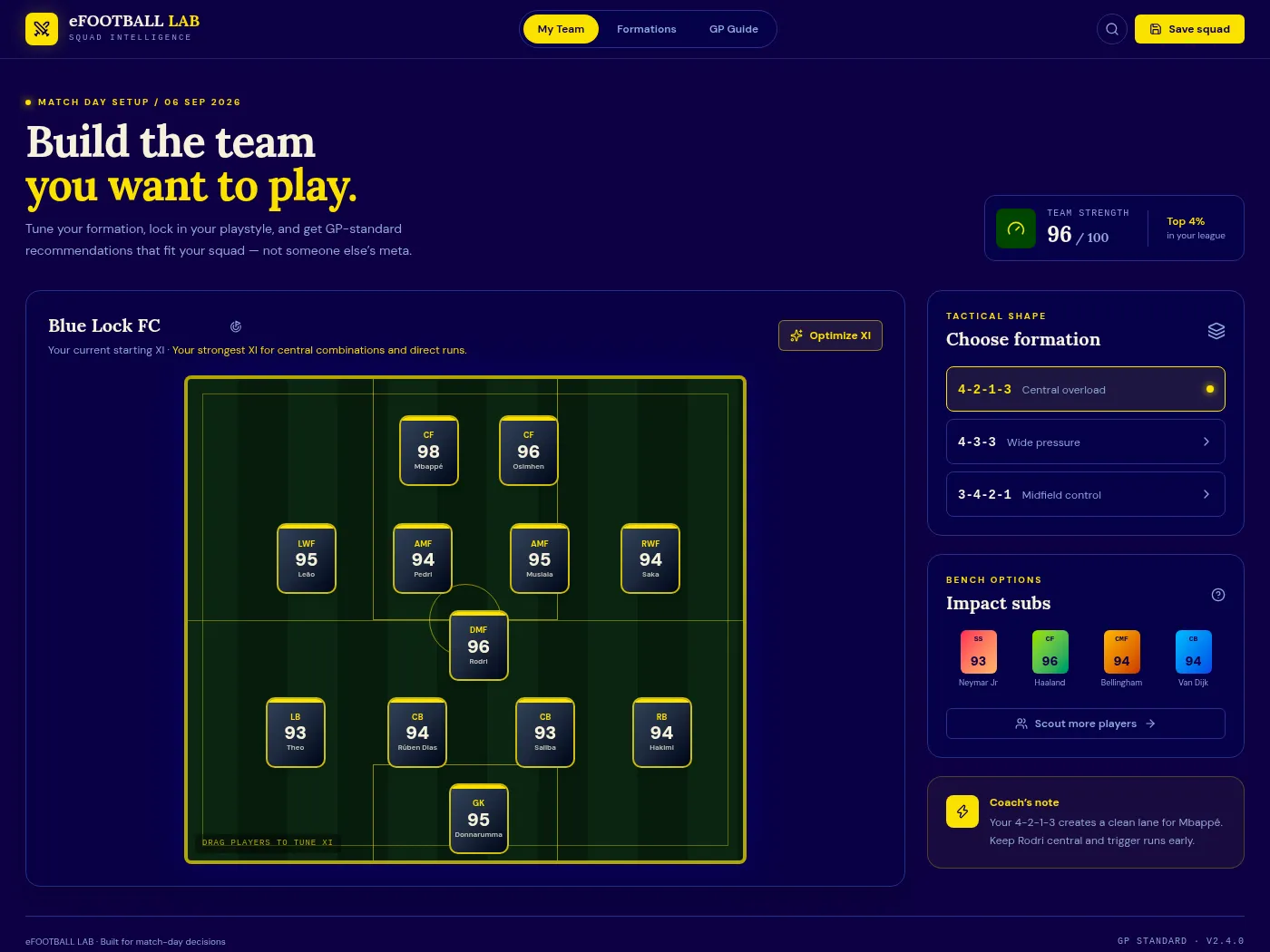 eFootball Team Builder