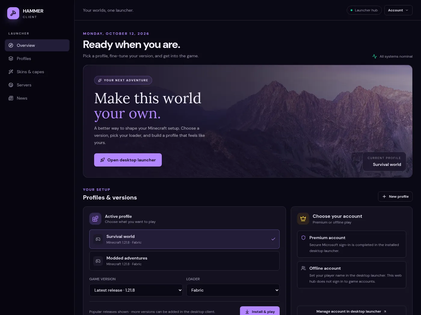 Hammer Client Launcher Hub