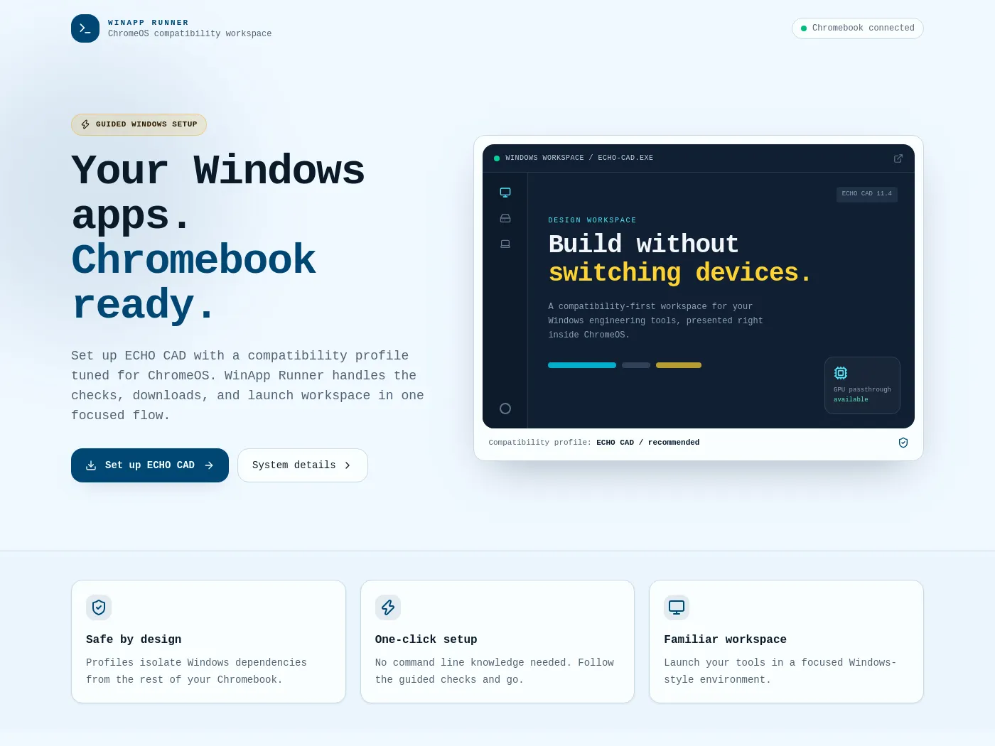 WinApp Runner for Chromebook