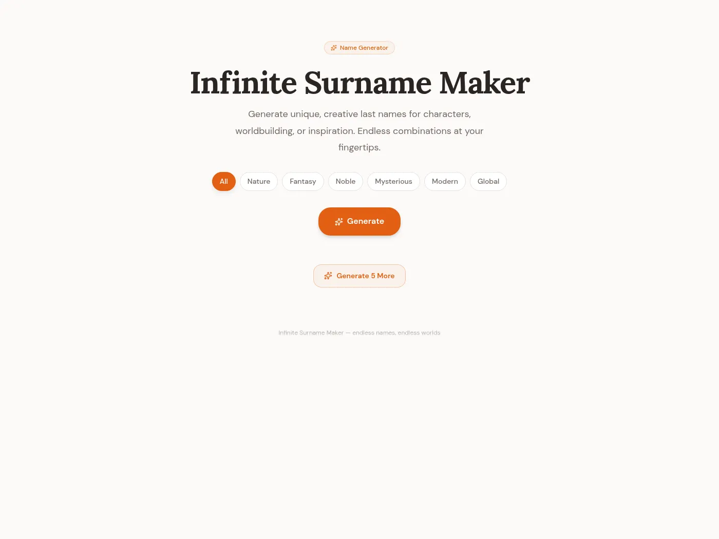 Infinite Surname Maker