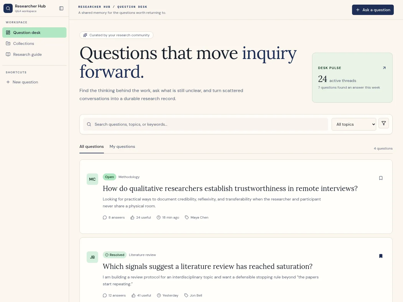 Q&A Researcher Hub