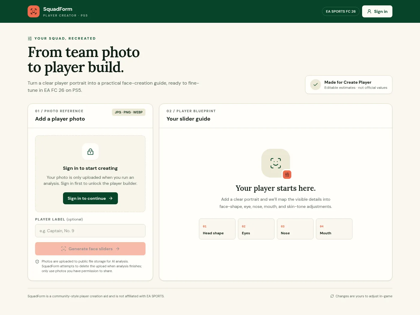 FC Player Slider Creator