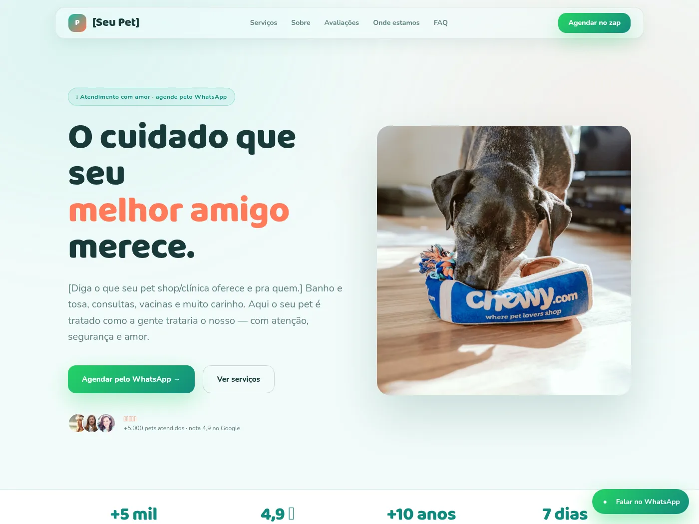 LP Pet Shop / Veterinária — TurboSaaS