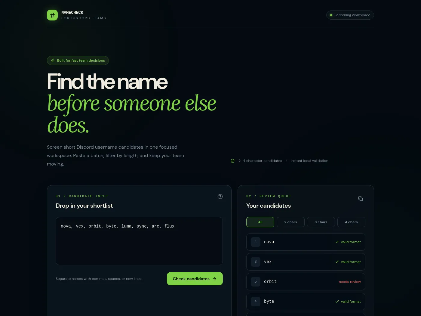 NameCheck Discord