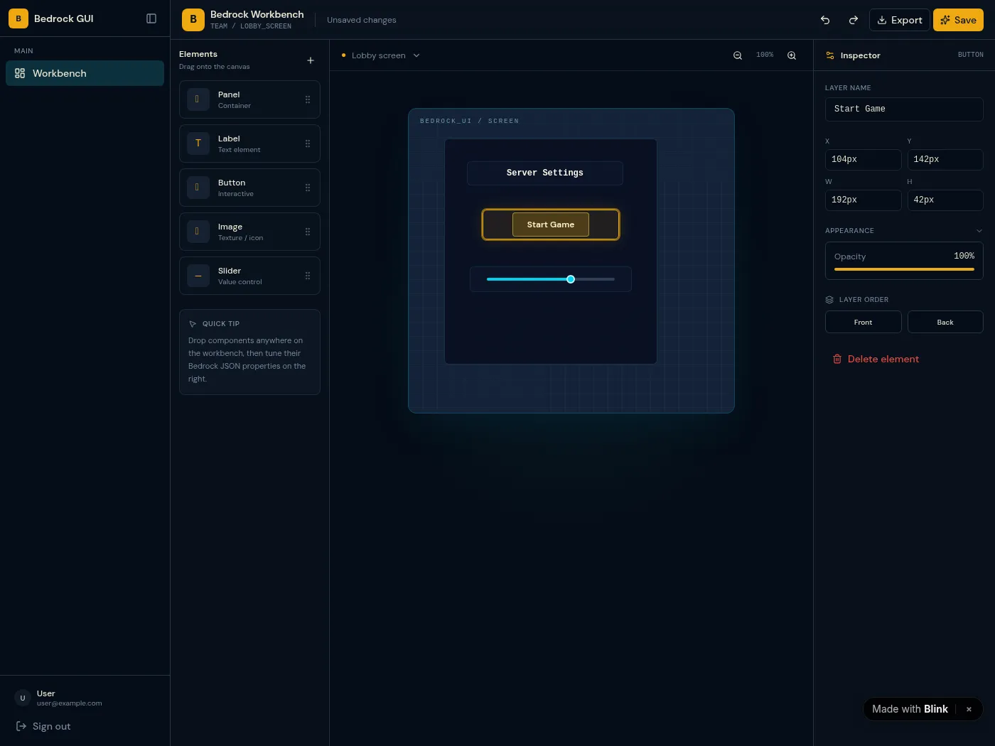 Bedrock GUI Designer
