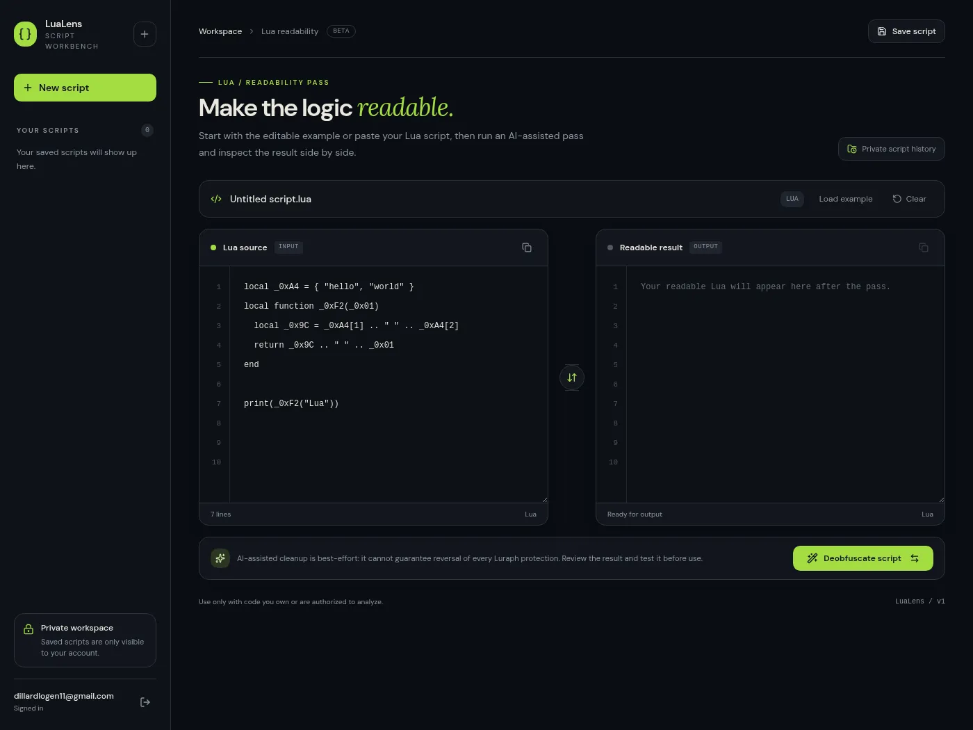 LuaScript Deobfuscator Pro