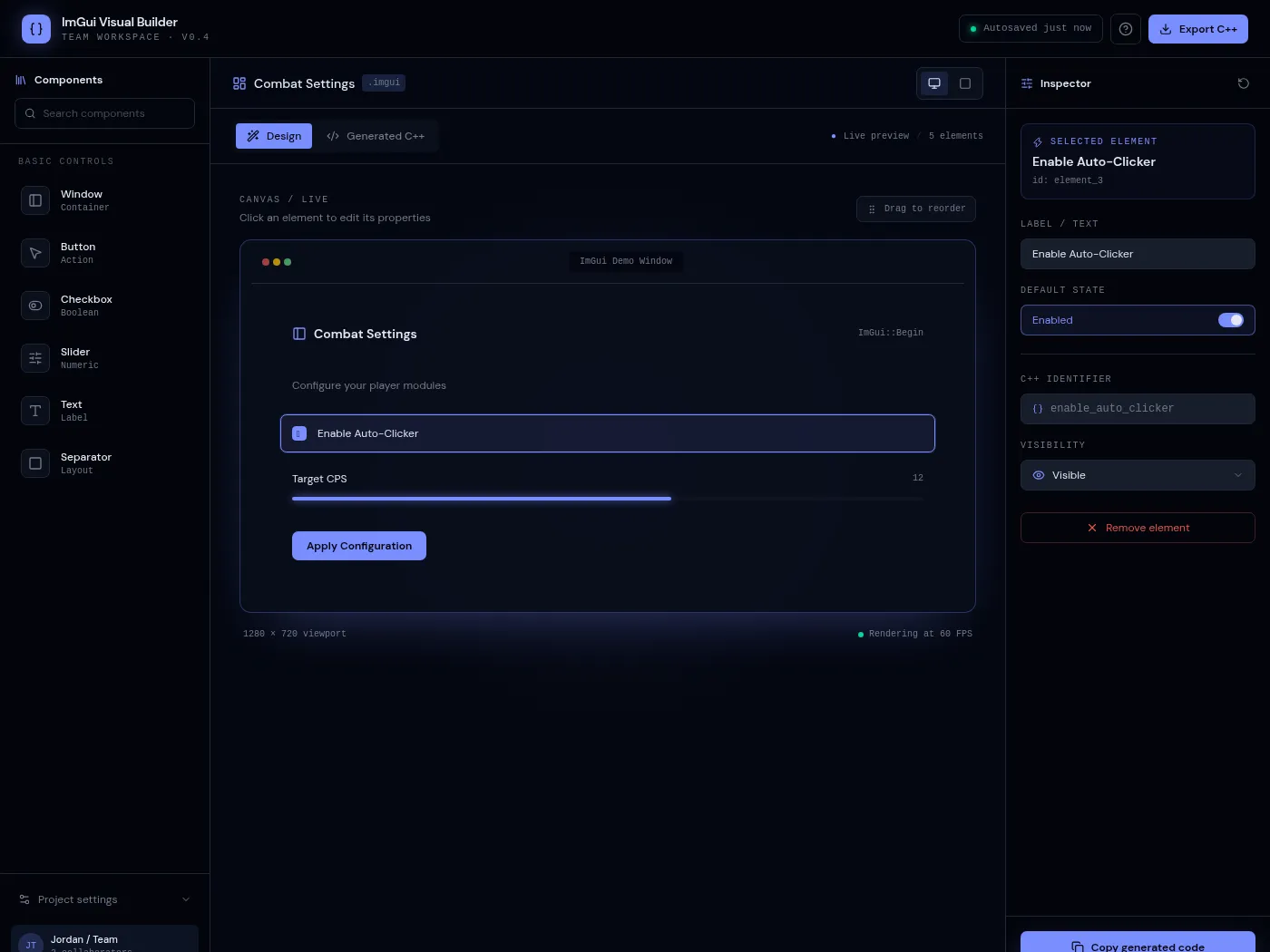 ImGui Visual Builder