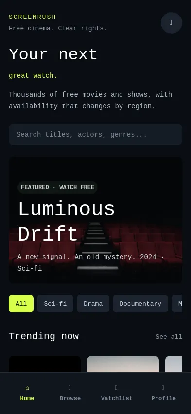 ScreenRush Streaming App