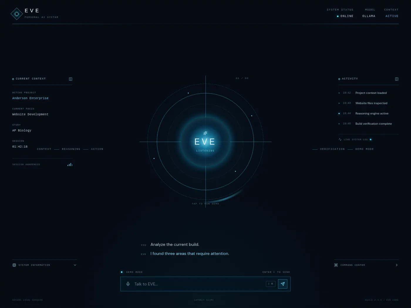 EVE Futuristic AI Interface