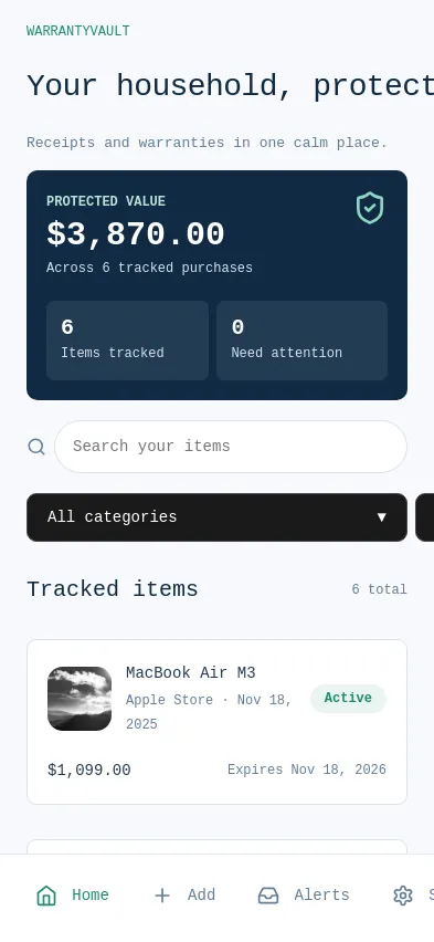WarrantyVault Mobile