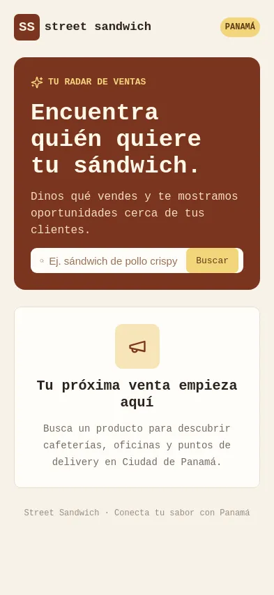 Street Sandwich Finder