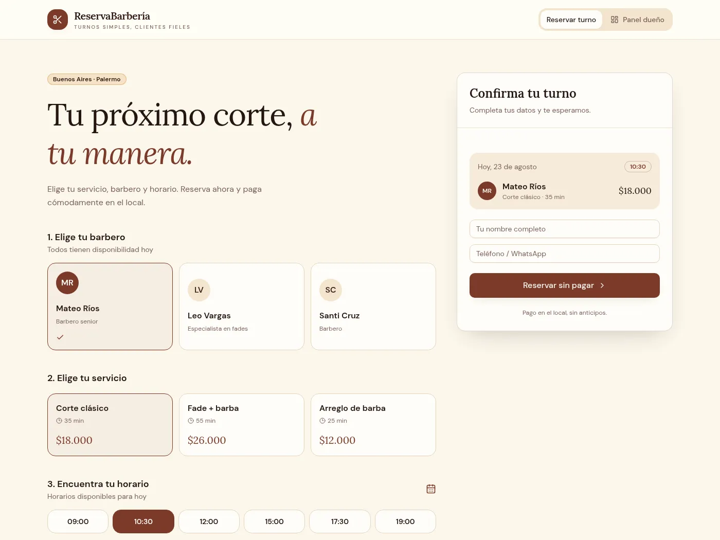 ReservaBarbería Online