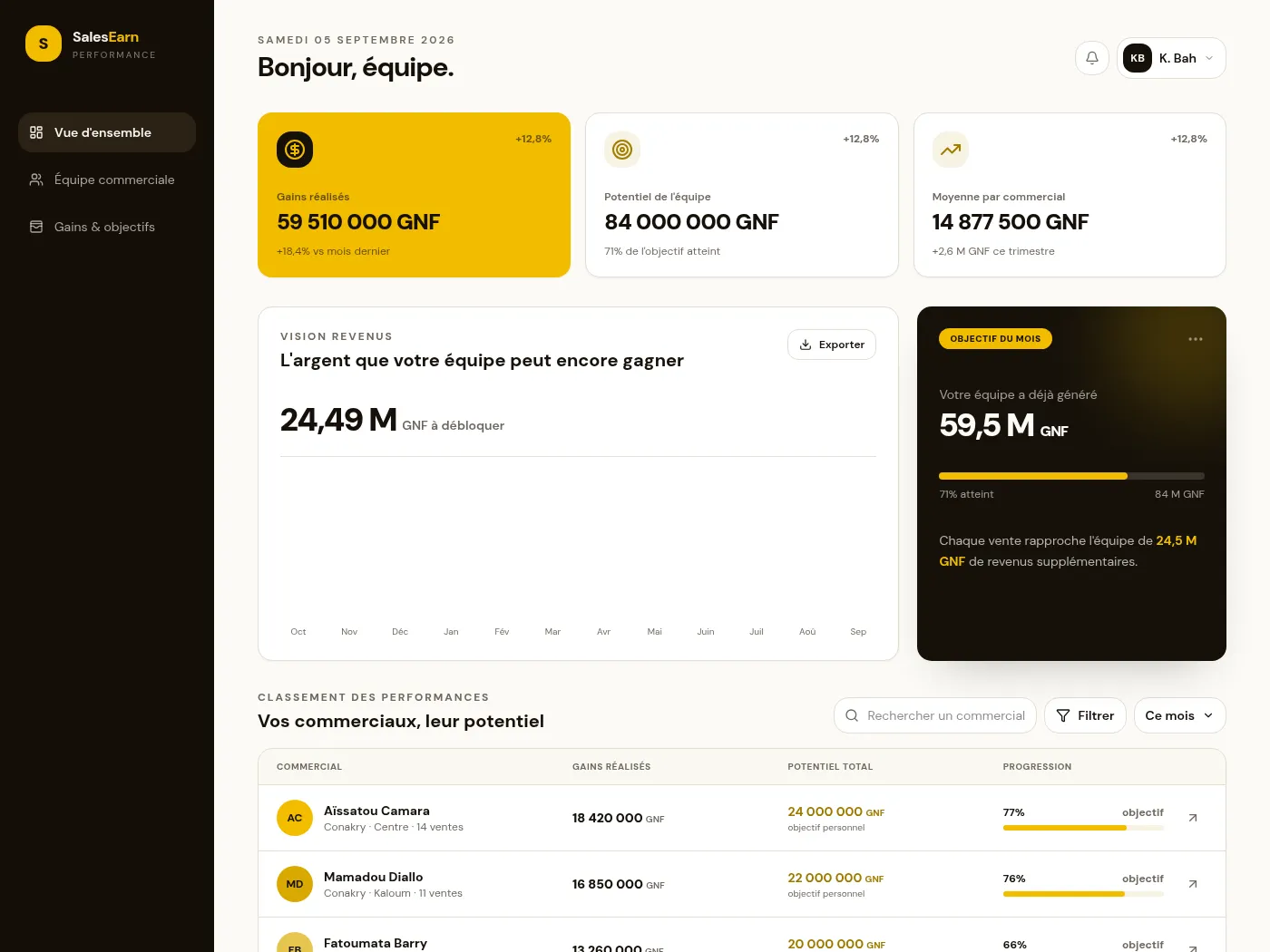 Sales Earnings Dashboard