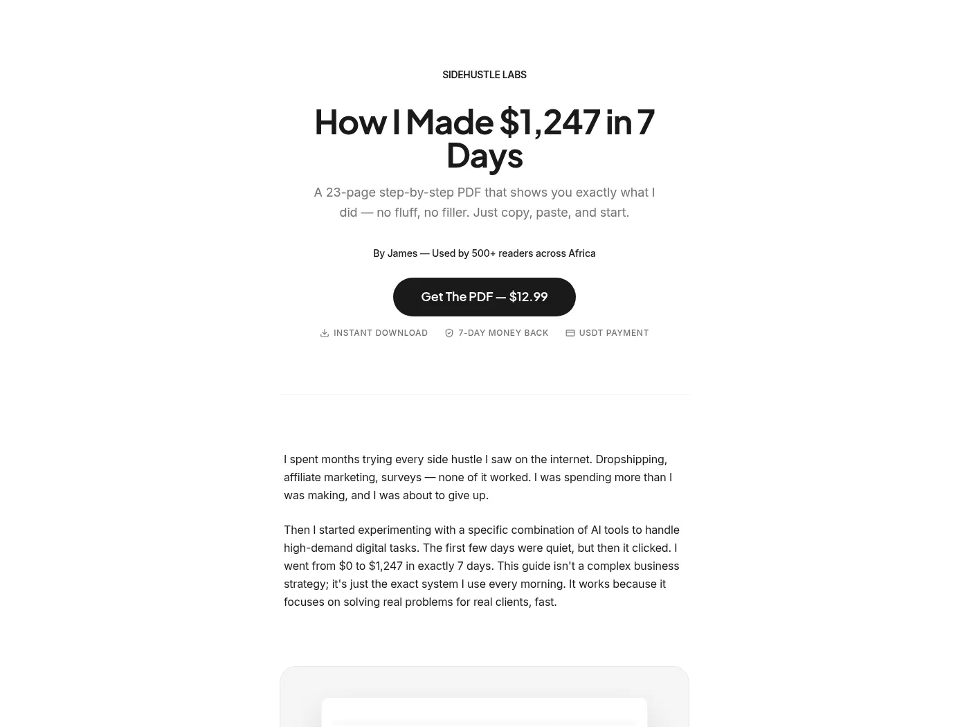 SideHustle Labs Landing