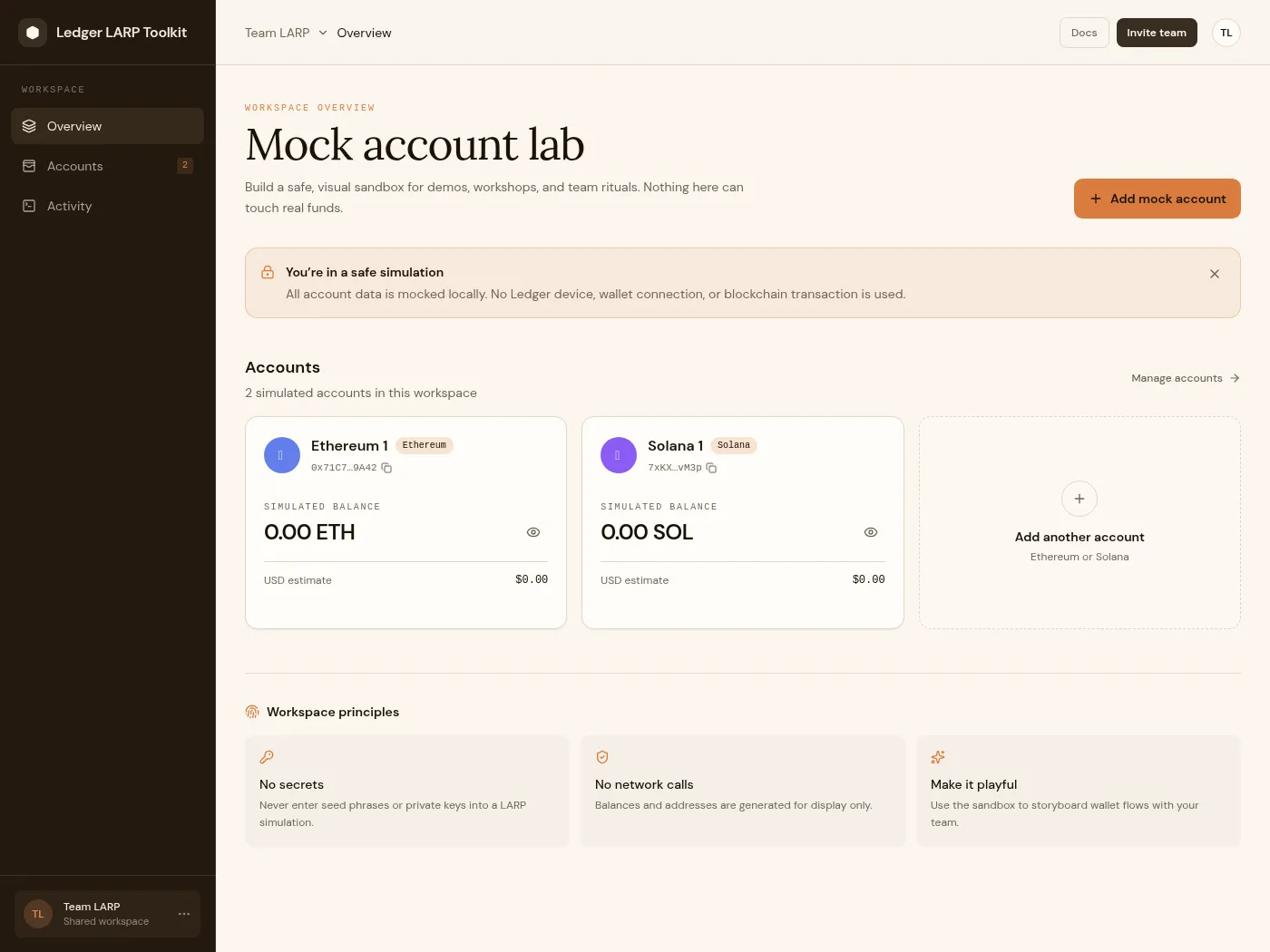 Ledger Larp Toolkit