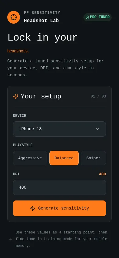 FF Sensitivity App