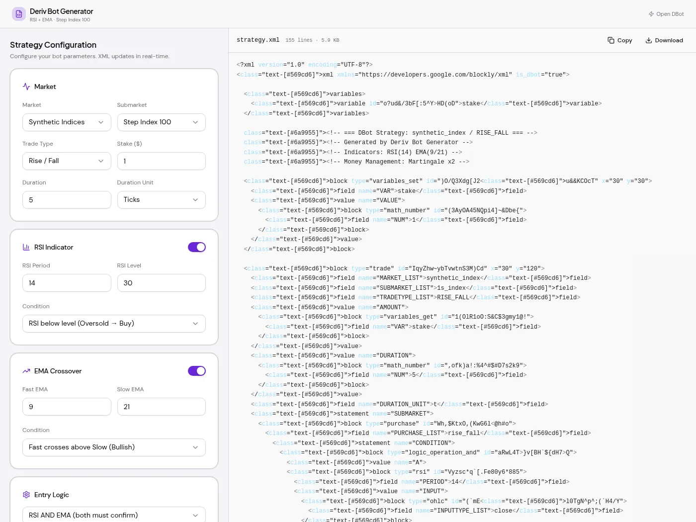 Deriv Bot Generator