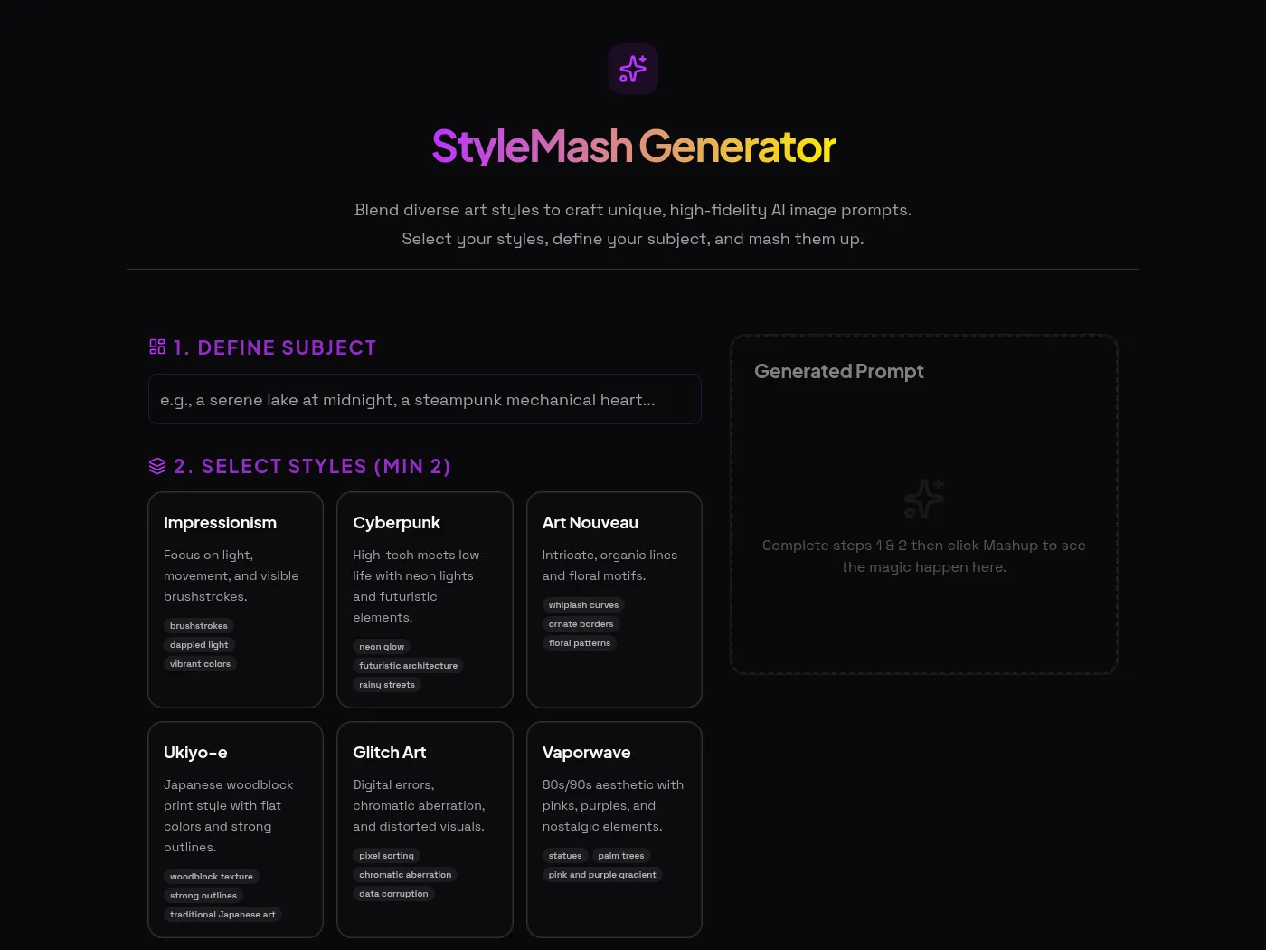 StyleMash Prompt Generator