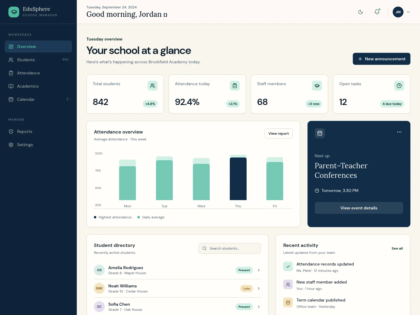 EduSphere School Manager
