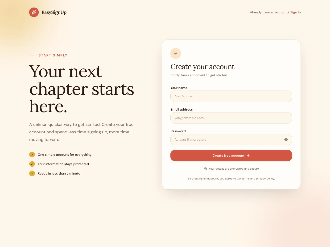 EasySignUp Flow