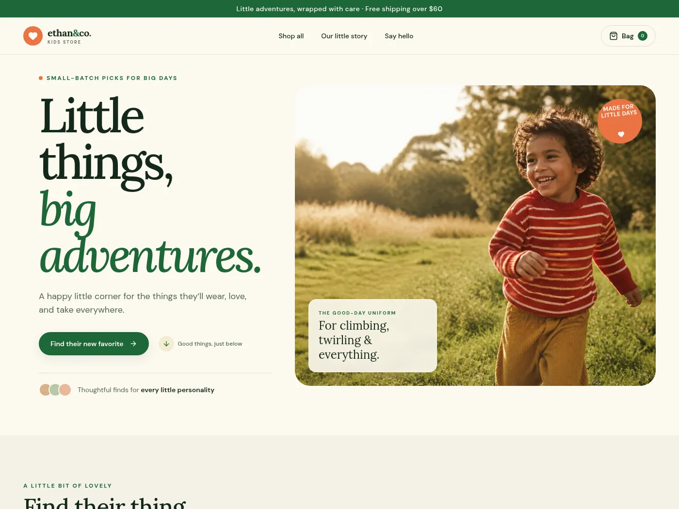 Ethan Kids Store Site