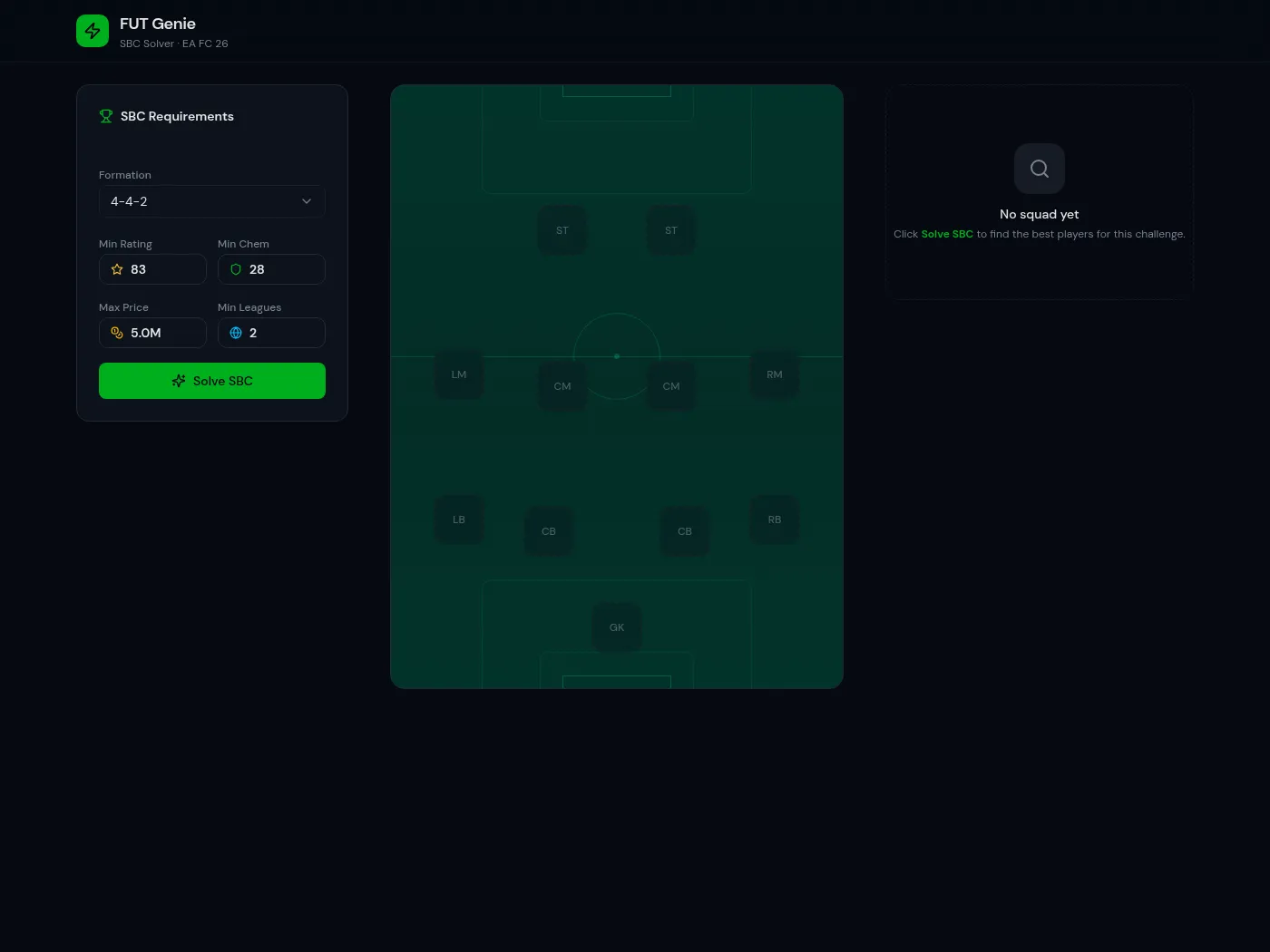 FUT Genie SBC Solver