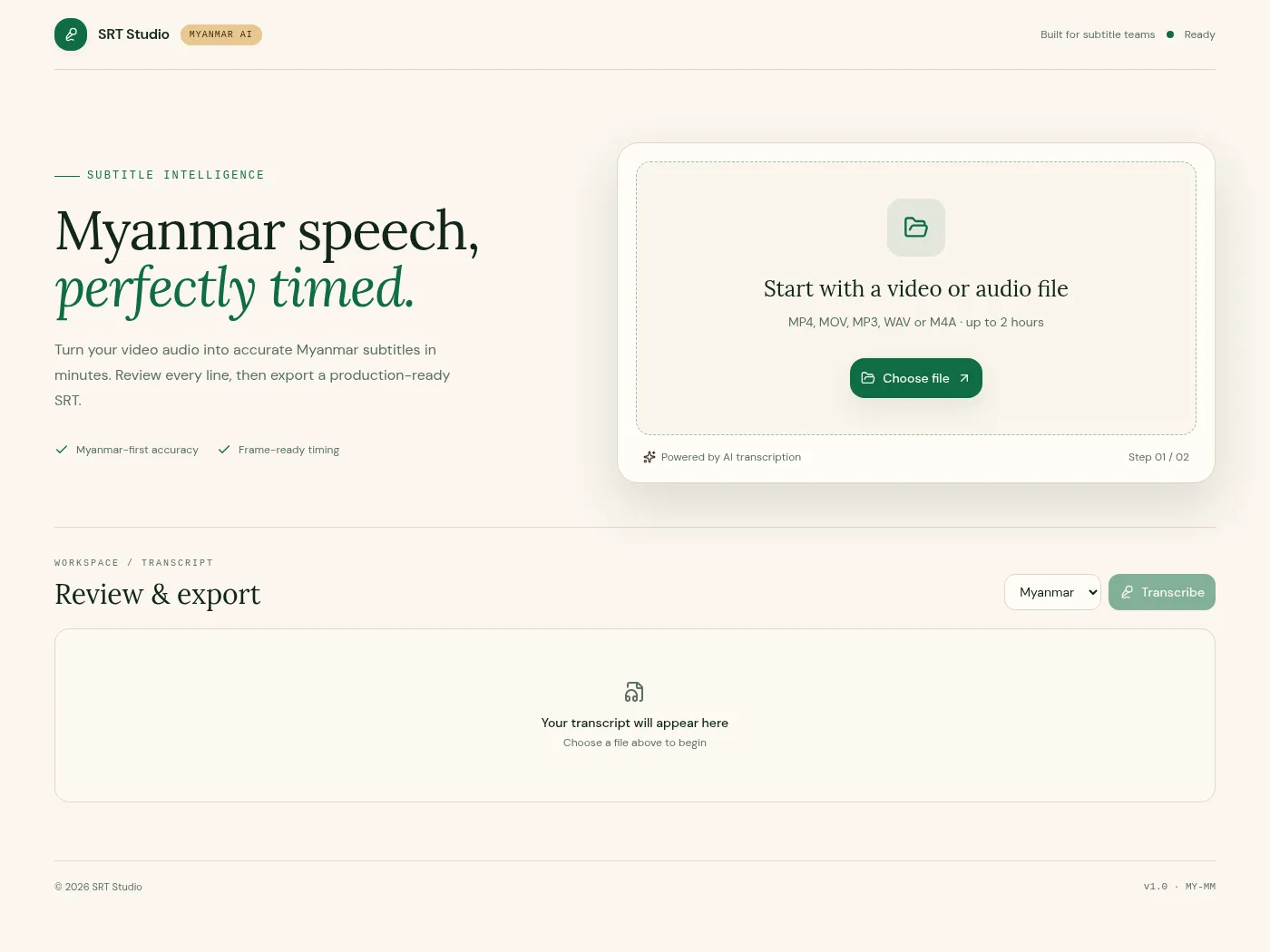 Myanmar SRT AI Generator