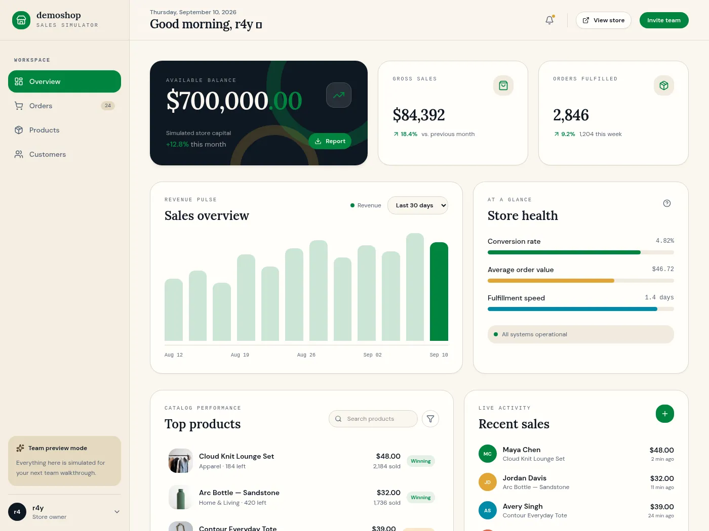 Demoshop Sales Simulator