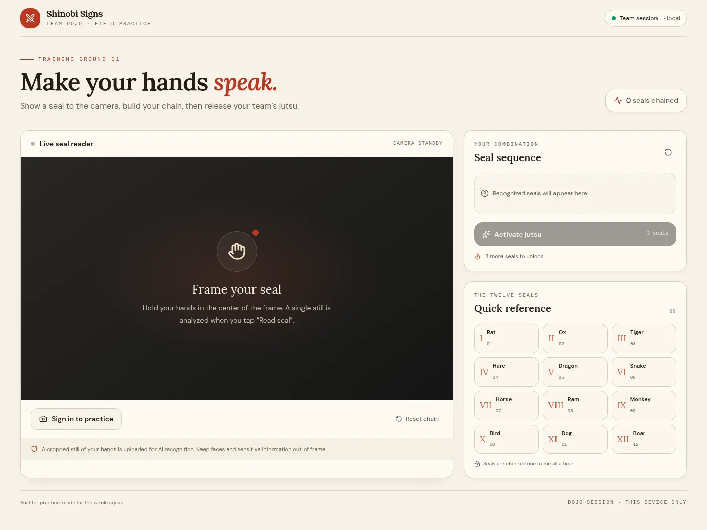 Ninja Hand Sign AI App