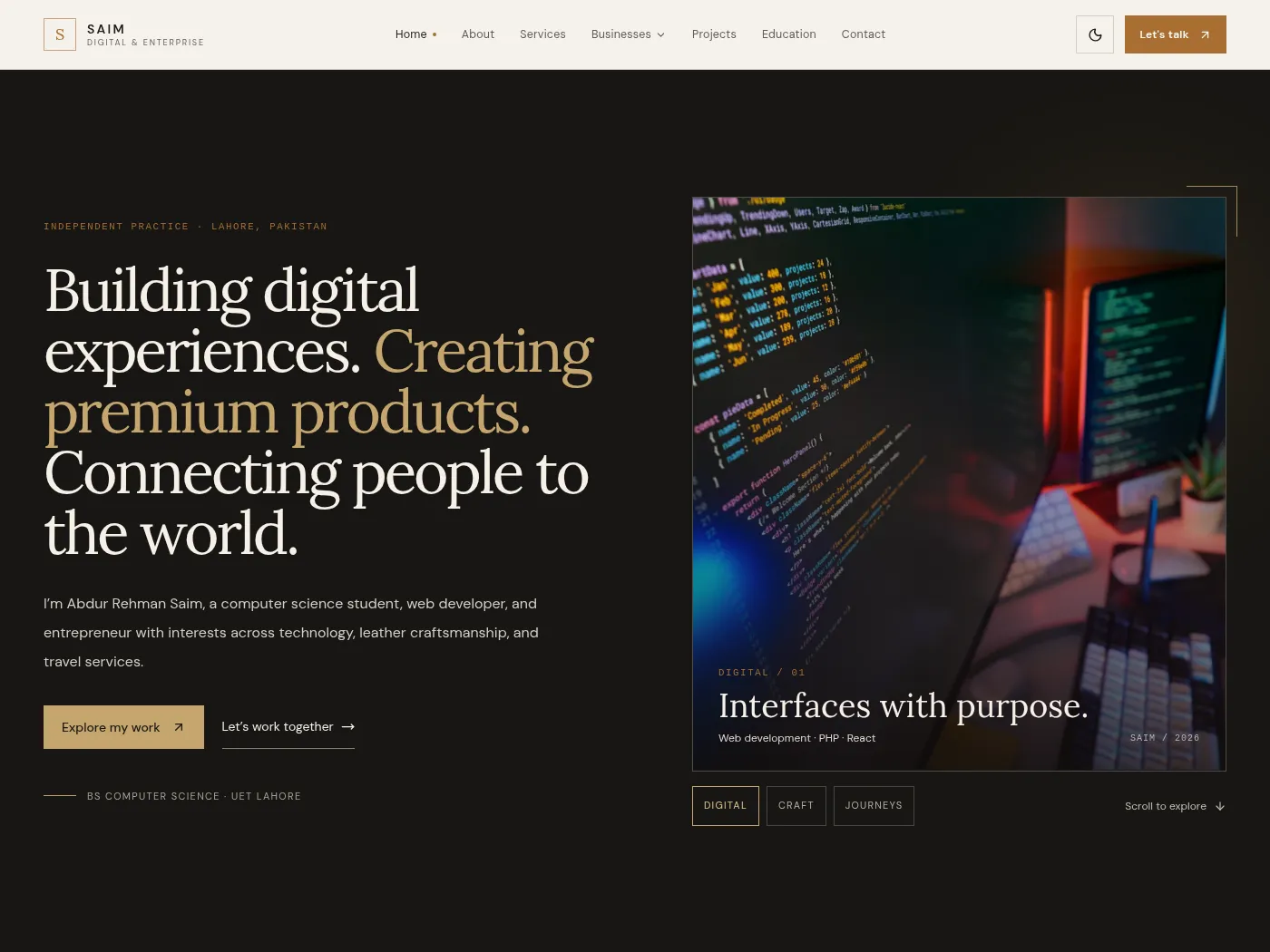 Saim Digital Portfolio Hub
