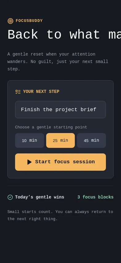 FocusBuddy ADHD Support App
