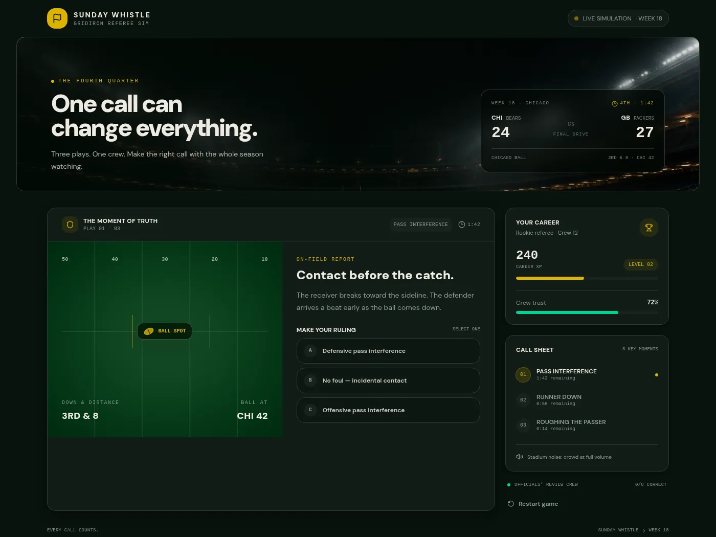 Gridiron Referee Sim