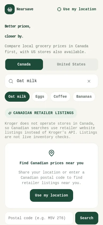 Nearby Price Finder