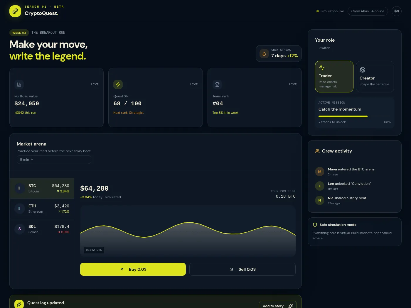 CryptoQuest Simulator