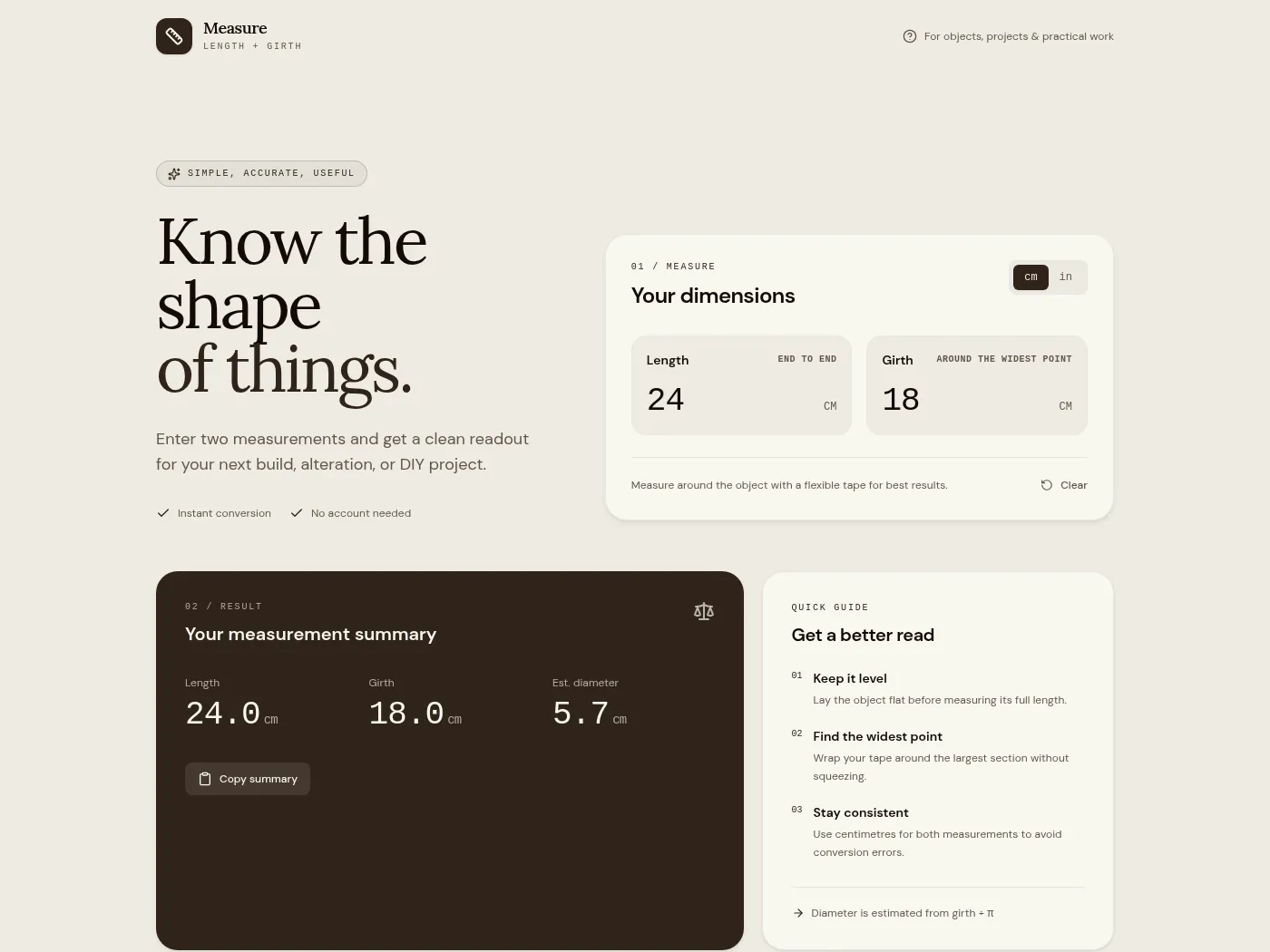 Girth & Length Calculator