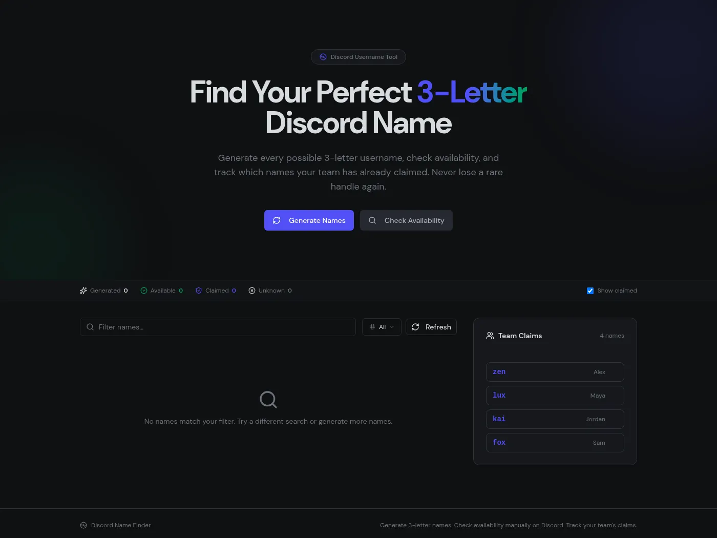 Discord Name Finder