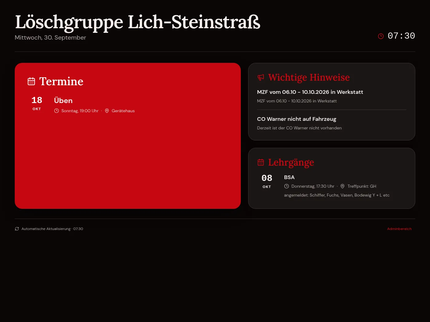 VereinsInfo Dashboard