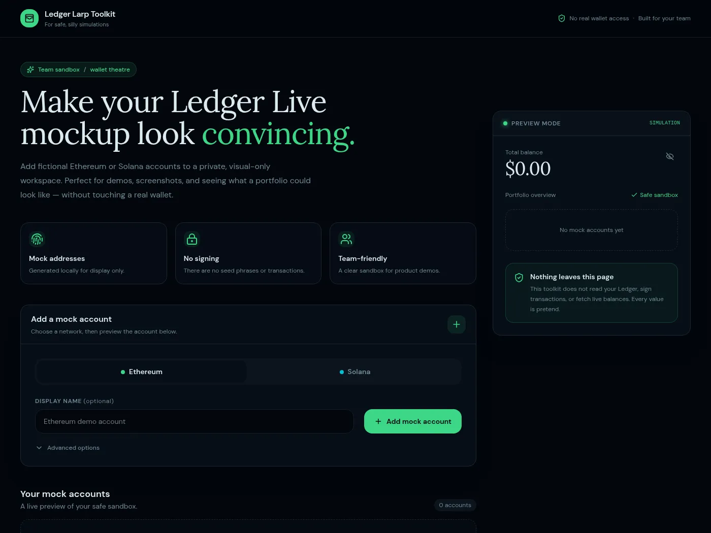 Ledger Larp Toolkit