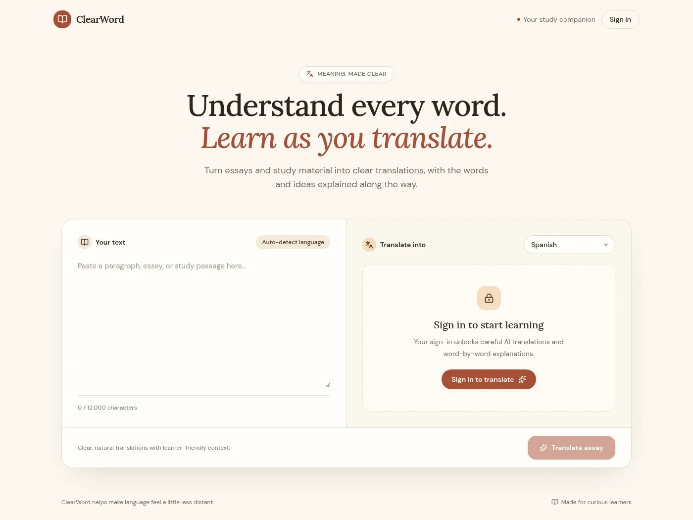 ClearWord Translator AI